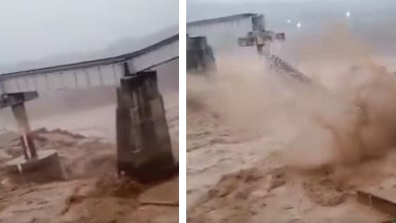 HP Rail Bridge Collapse Video: জলের তোড়ে ভাসল স্তম্ভ, মাঝখান থেকে ভেঙে ...