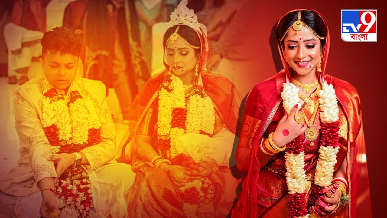 Roosha Chatterjee: বেনারসি নয়, সাবেকি লাল কাঞ্জিভরমে সেজেই সাতপাকে ...