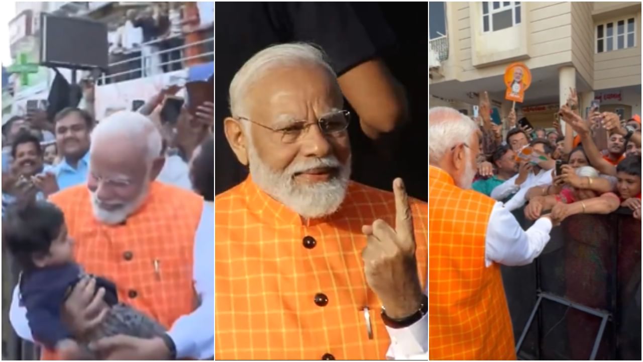 Pm Modi ভোট দিতে গিয়ে মোদী পেলেন রাখি দিতে হল অটোগ্রাফ মাতলেন